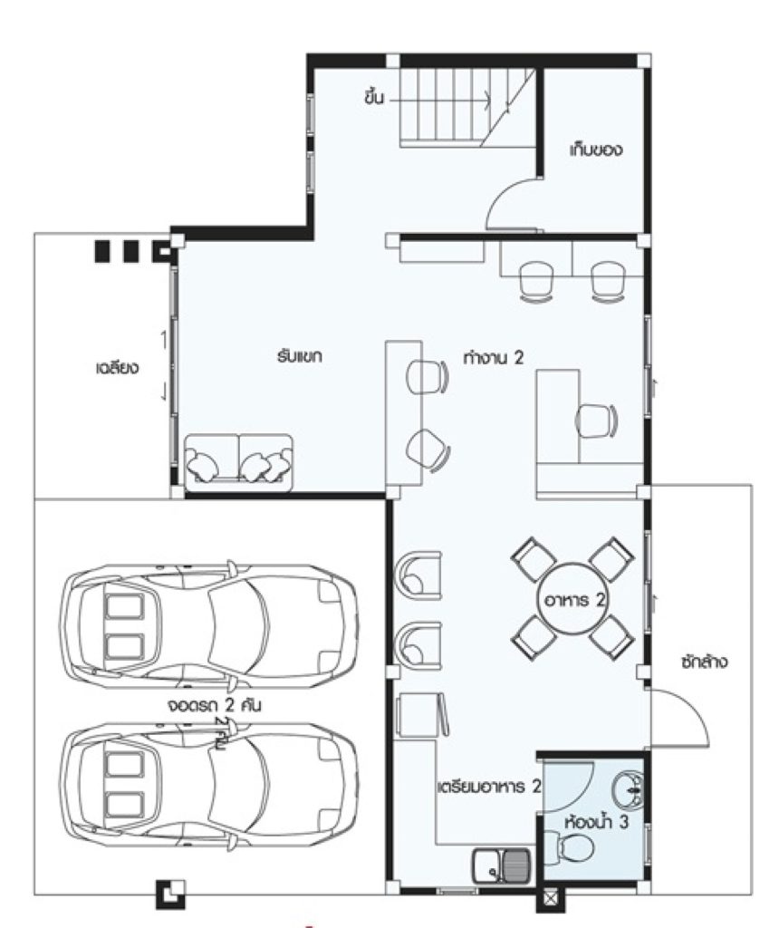 Office House design plan idea 6.6x11.5m - House Plans 3D