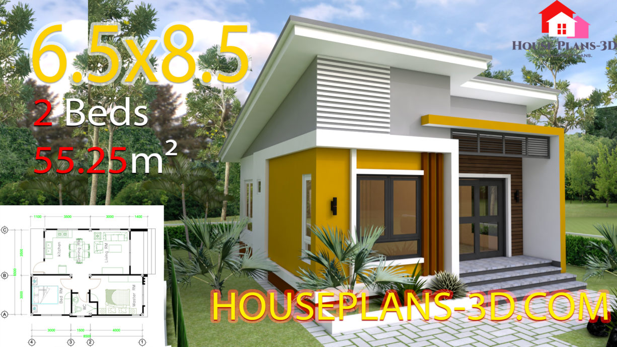 House design 10x12 with 3 Bedrooms Terrace Roof - House Plans 3D