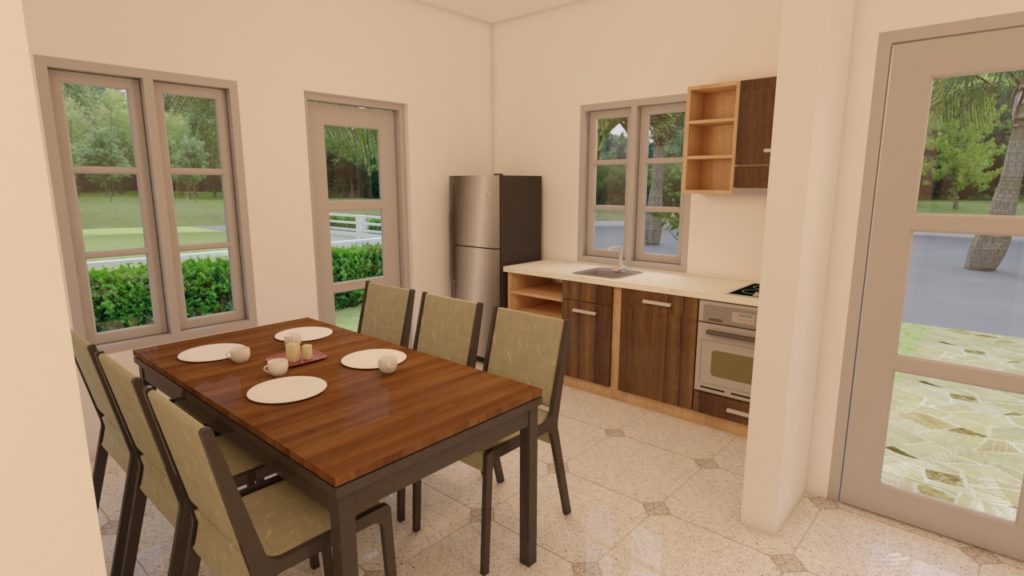 House design 7x10 with 3 Bedrooms Hip roof - House Plans 3D