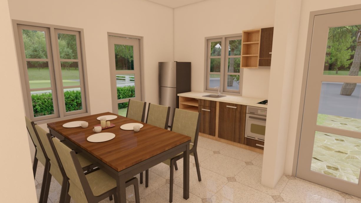 House design 7x10 with 3 Bedrooms Hip roof - House Plans 3D