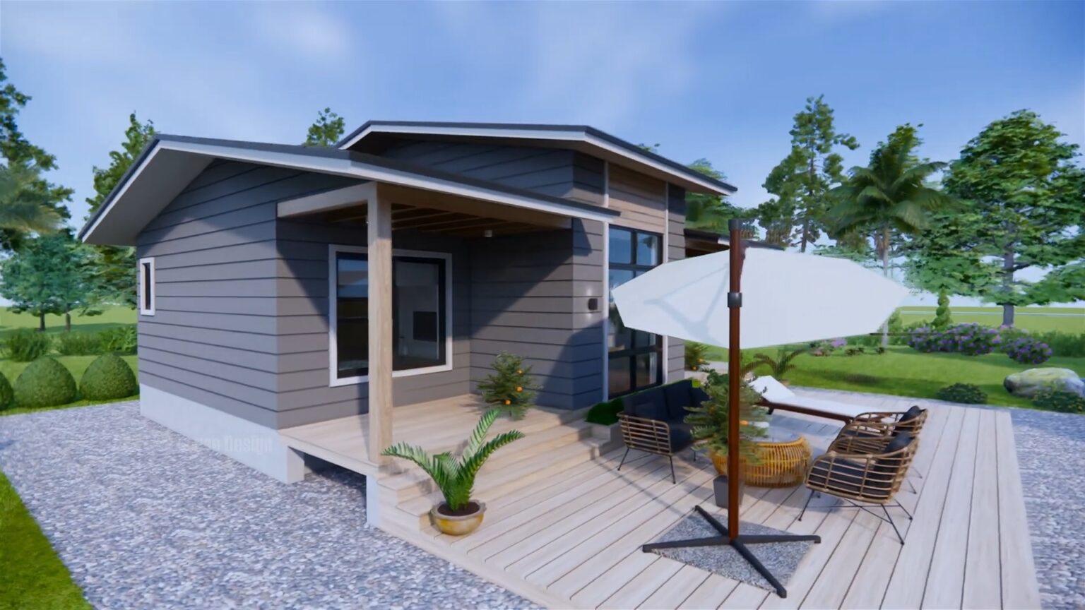 Beautiful Farm House 9x7 House Design (Wooden house ) Plan - House Plans 3D