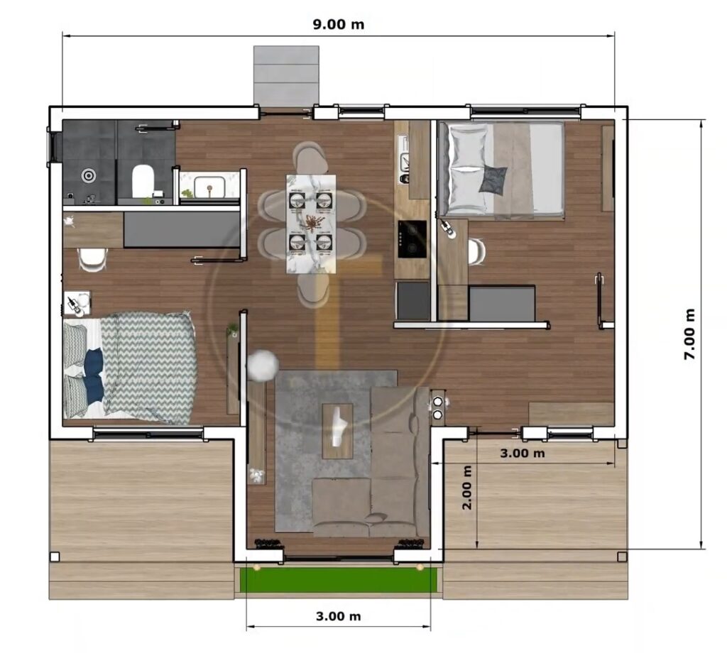 Beautiful Farm House 9x7 House Design (Wooden house ) Plan - House Plans 3D