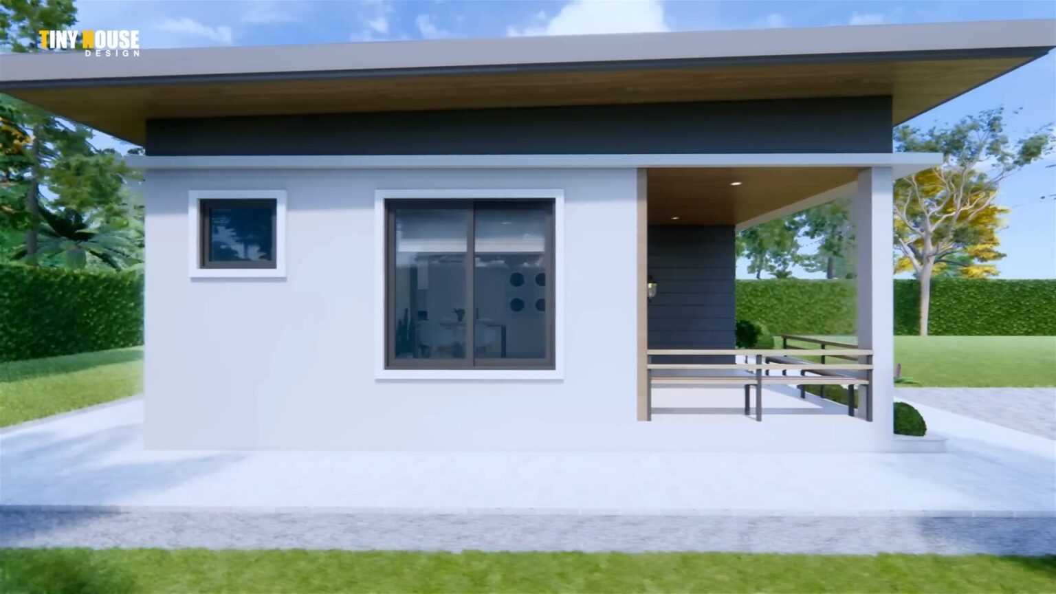 Beautiful Small House 7 x7 m House Design 2 Bedrooms - House Plans 3D