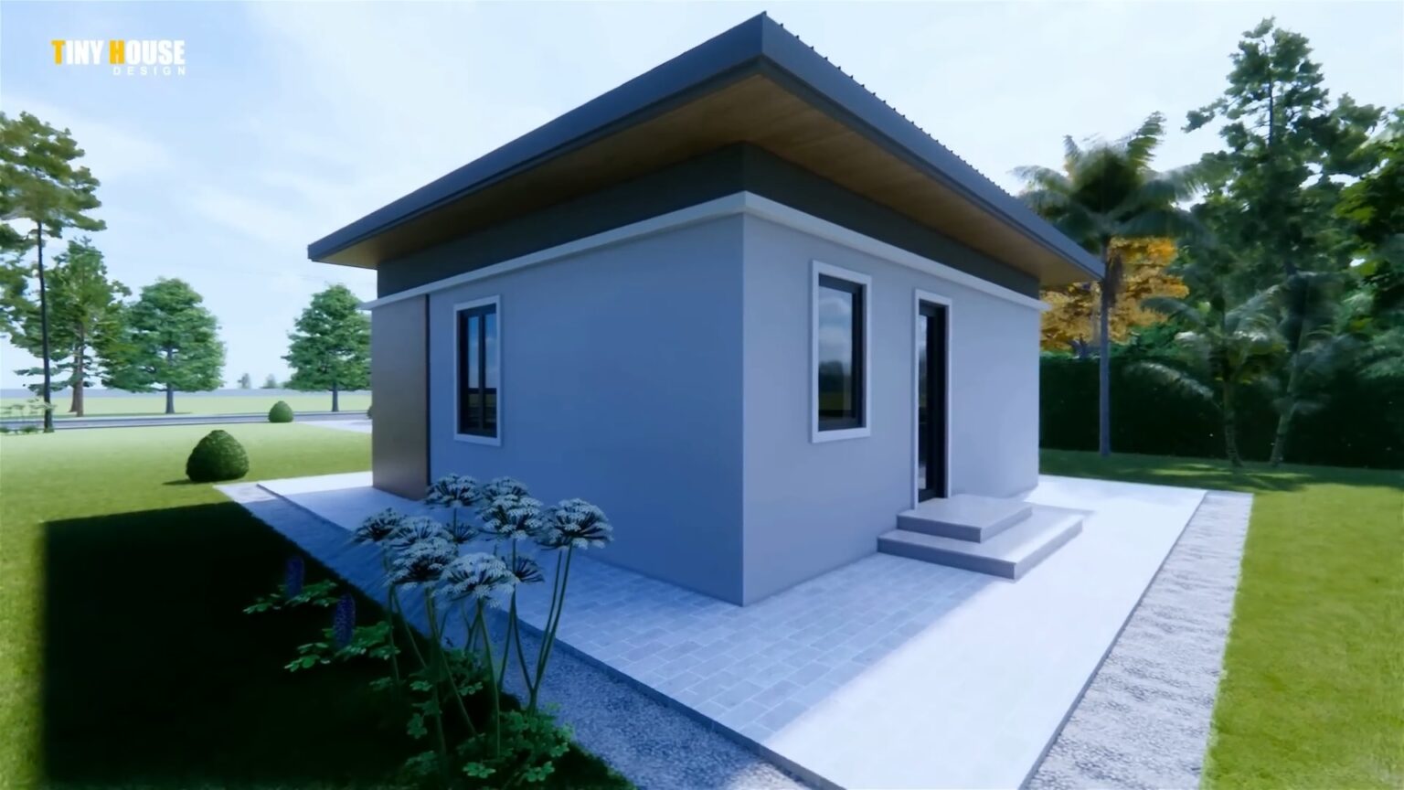 Beautiful Small House 7 x7 m House Design 2 Bedrooms - House Plans 3D