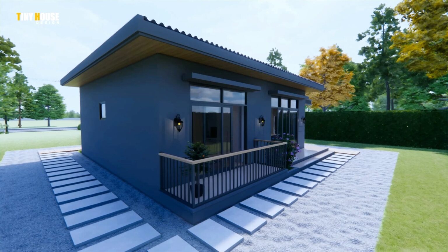 Beautiful Small House 8x8 m House Design (2Bedroom) - House Plans 3D