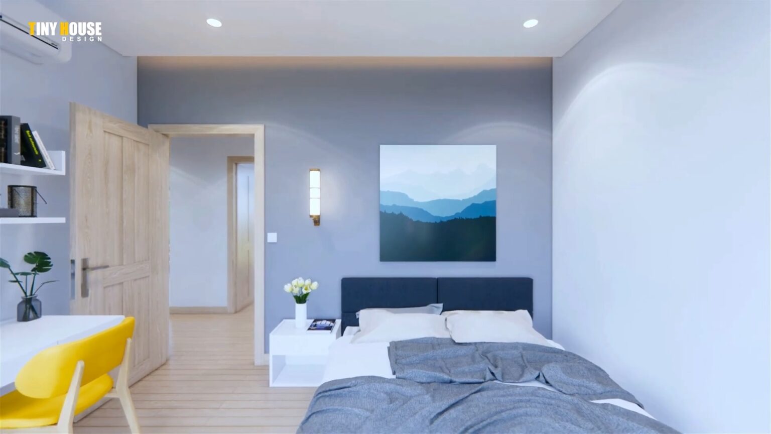 Beautiful Small House 8x8 m House Design (2Bedroom) - House Plans 3D