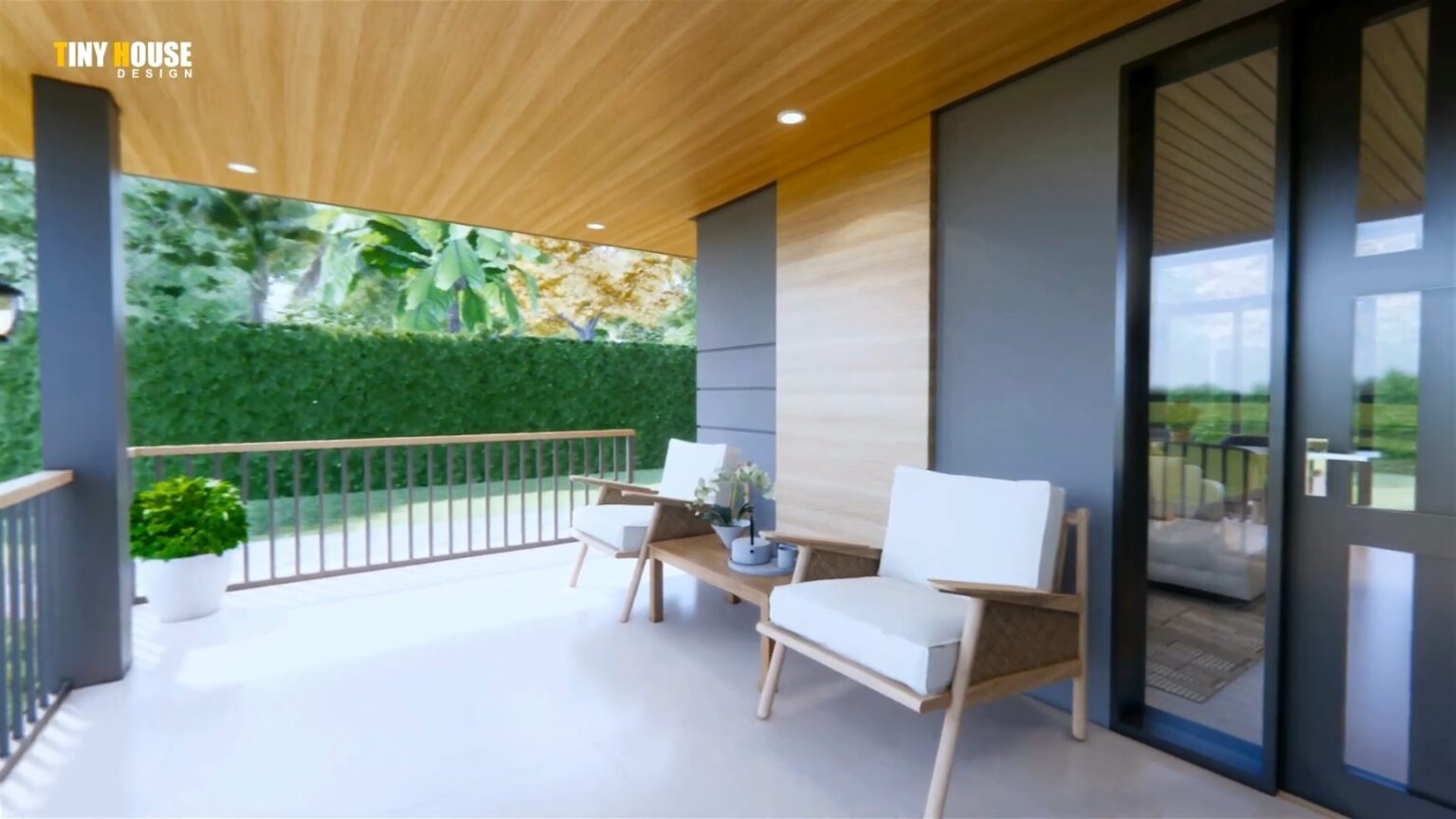 Beautiful Small House 8x8 m House Design (2Bedroom) - House Plans 3D