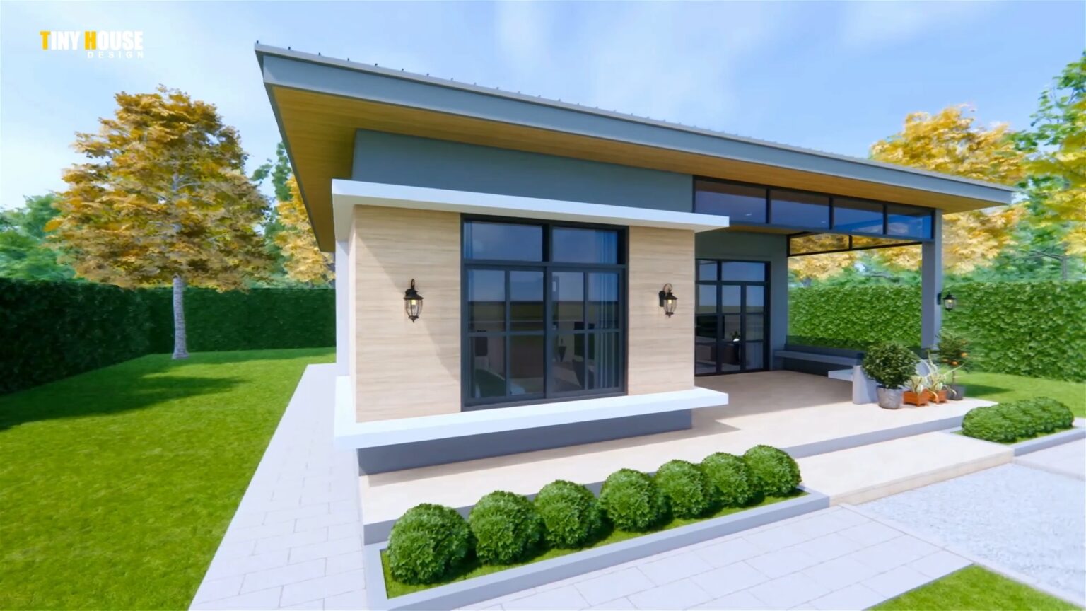 Beautiful Small House 9x9 m House Design 2 Bedrooms - House Plans 3D