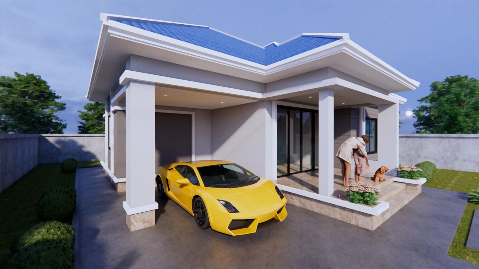 HOUSE DESIGN 11.5x12.7 Meter (120SQM) 3 BEDROOM - House Plans 3D