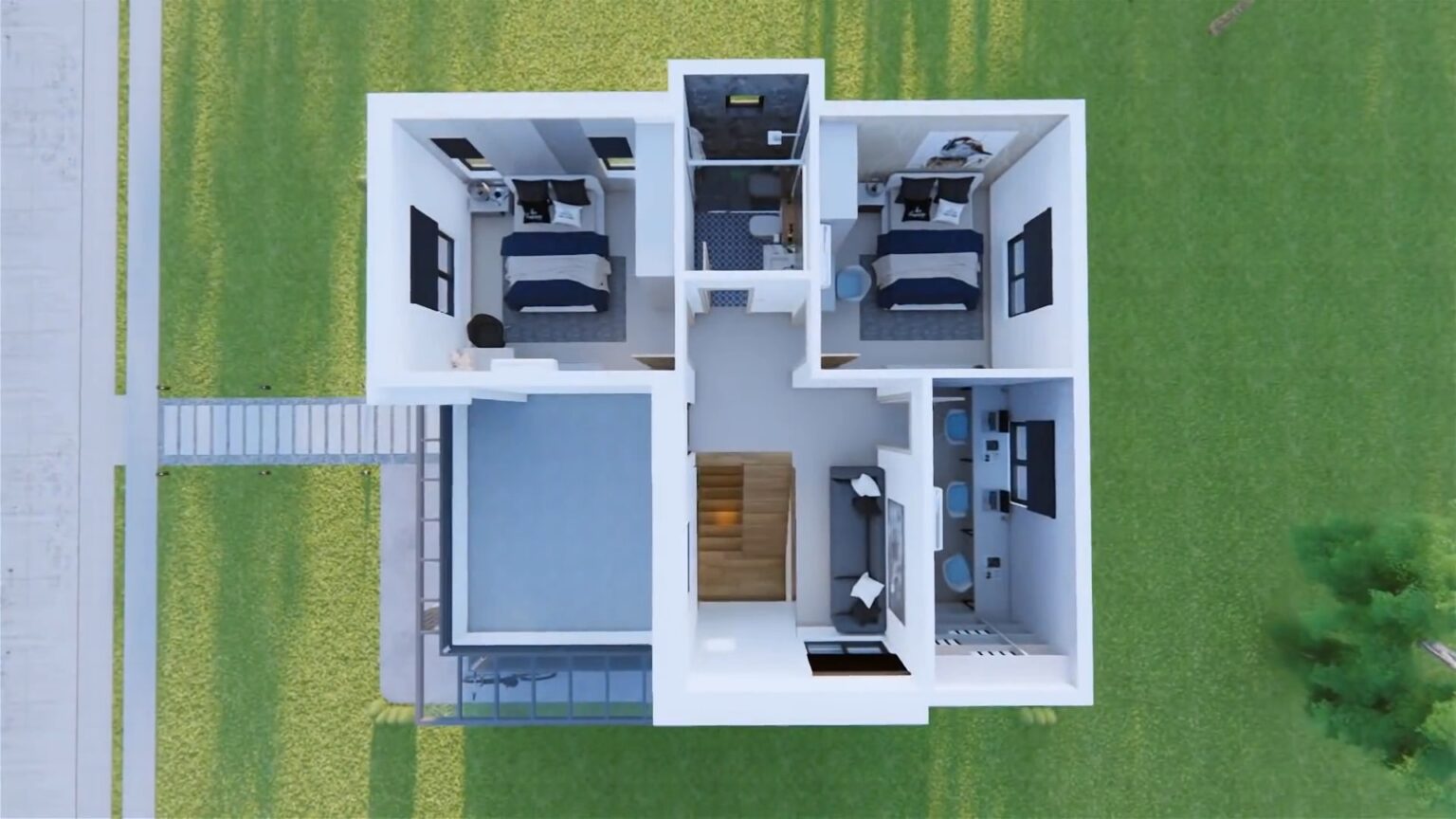 House Design 2 Storey 8.50m x 10m (85 sqm) 4 Bedrooms - House Plans 3D