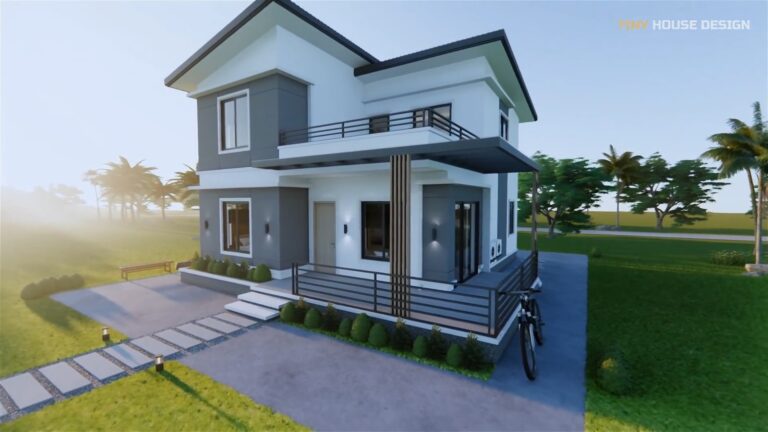 House Design 2 Storey 8.50m x 10m (85 sqm) 4 Bedrooms - House Plans 3D