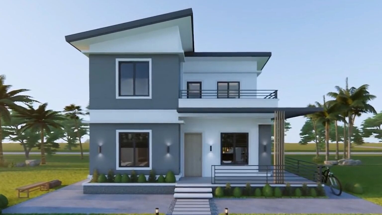 House Design 2 Storey 8.50m x 10m (85 sqm) 4 Bedrooms - House Plans 3D