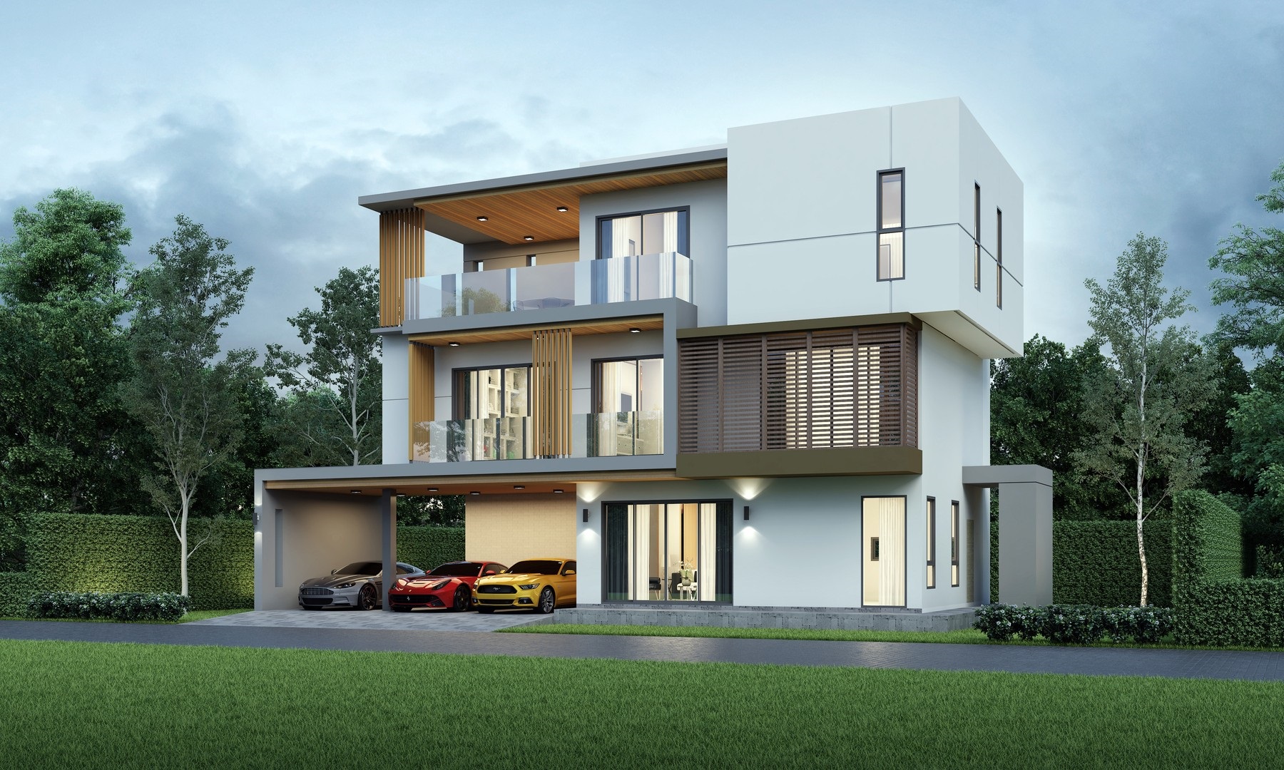 House Design Plot 20x13 Meter 4 Beds 5 Baths - House Plans 3D