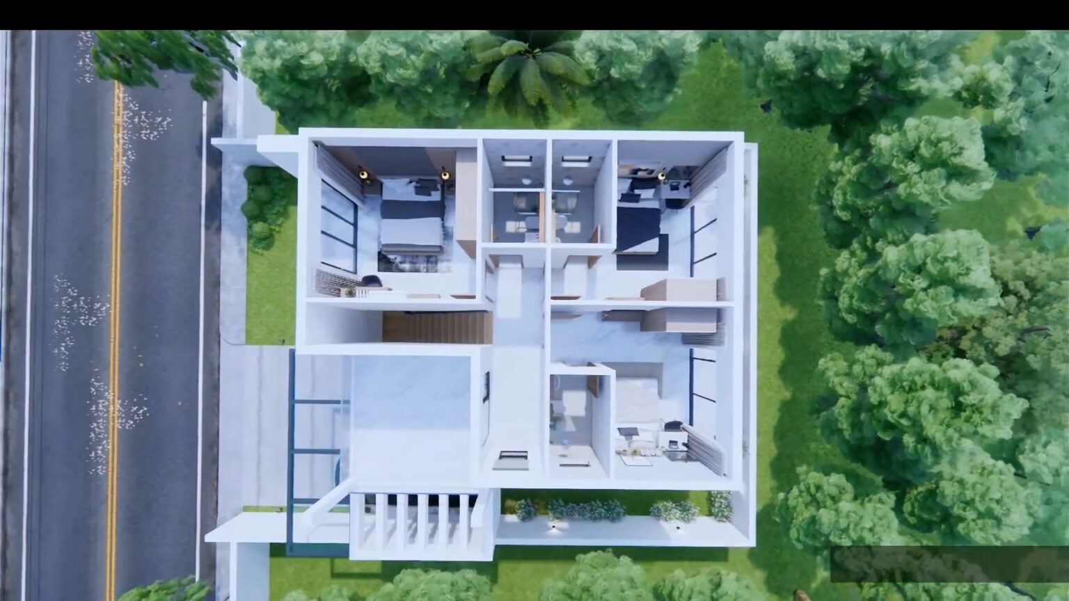 Modern House Design 8x10 m 2 storey House with 3 Bedrooms - House Plans 3D