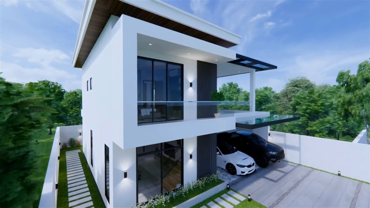 Modern House Design 8x10 m 2 storey House with 3 Bedrooms - House Plans 3D