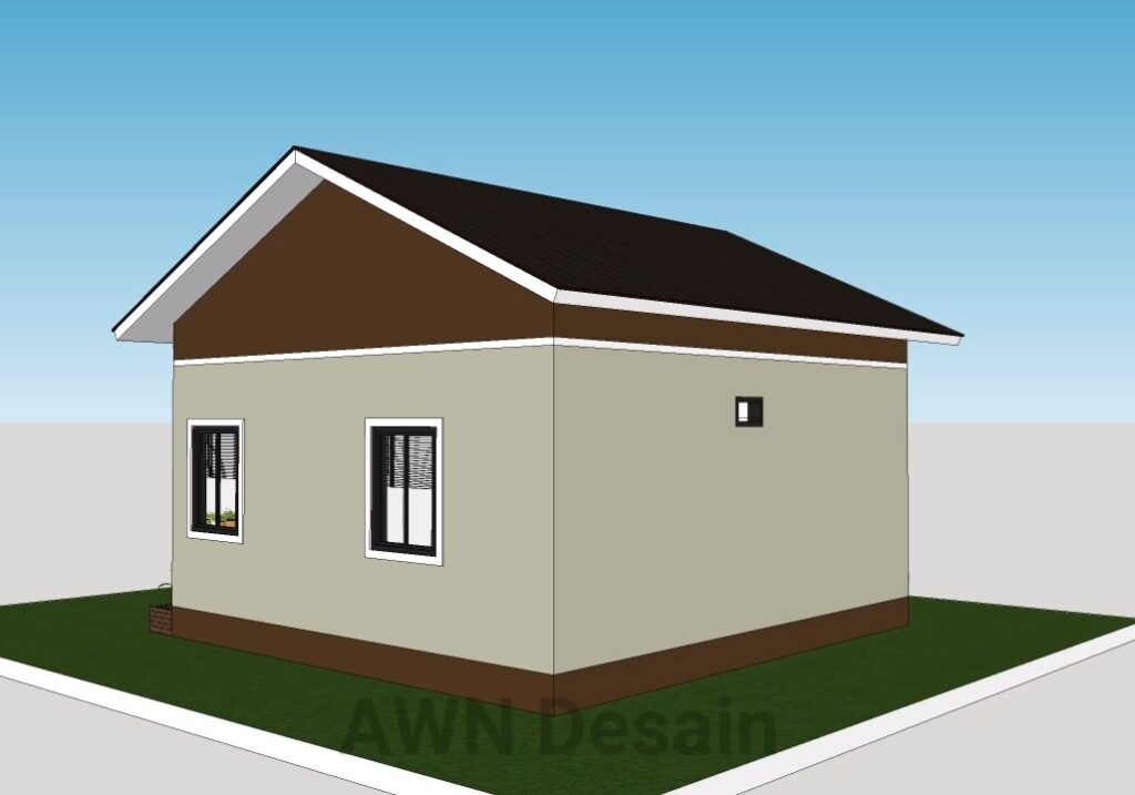 20x20 Small House Plan 6x6M with 2 Beds 1 Bath - House Plans 3D
