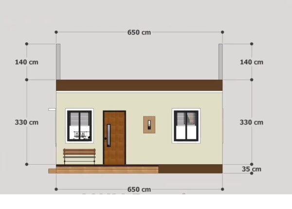 20x20 Small House Plan 6x6M with 2 Beds 1 Bath - House Plans 3D
