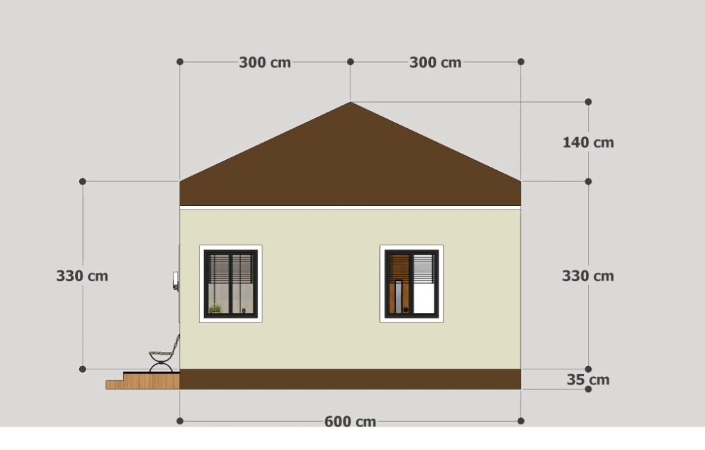 20x20 Small House Plan 6x6M with 2 Beds 1 Bath - House Plans 3D