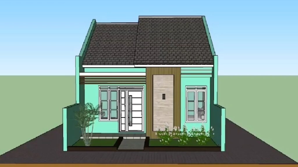 20x40 Small Block House Designs 6x12 Meter 2 Bed 1 bath - House Plans 3D
