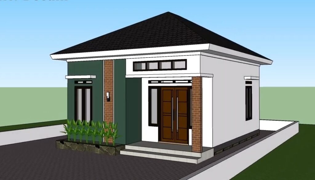 23x23 Simple House Plans 7x7M 2 Beds 1 Bath - House Plans 3D