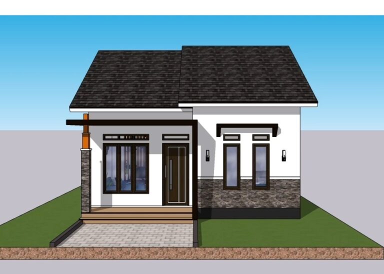 23x26 Small Home Plans 7x8M with 3 Beds 1 Bath - House Plans 3D