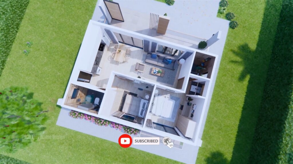 30x26 Beautiful Small House 9x8 Meter 2 Beds 2 Bath - House Plans 3D