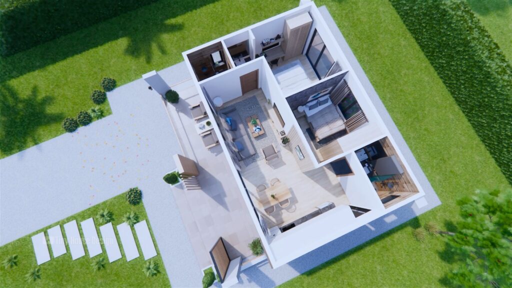 30x26 Beautiful Small House 9x8 Meter 2 Beds 2 Bath - House Plans 3D