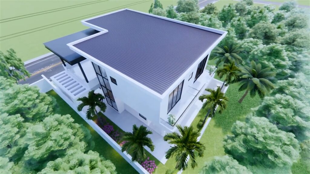 39x39 House Design Plan 12x12 Meter 4 Bedrooms 3 Baths - House Plans 3D