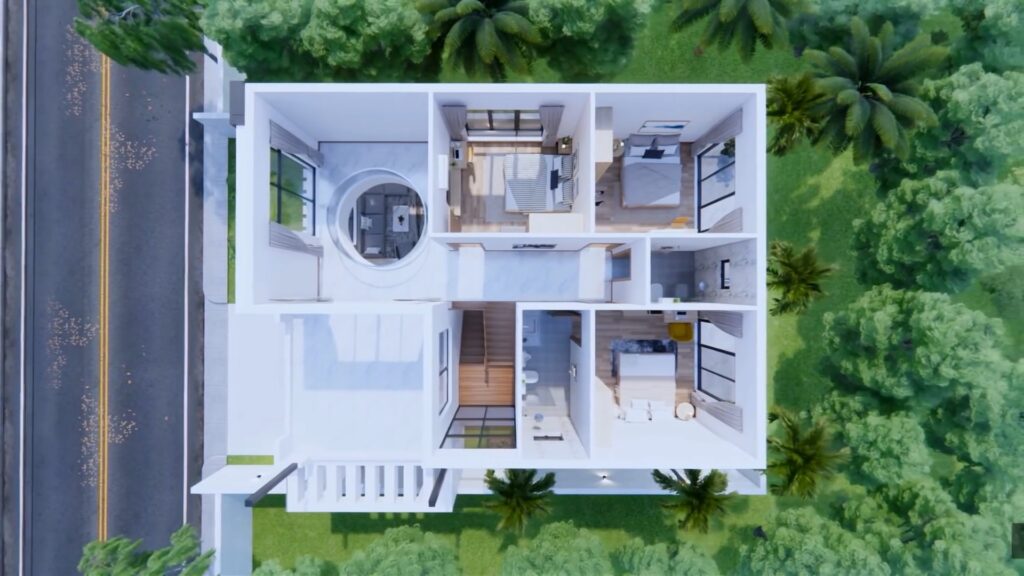 39x39 House Design Plan 12x12 Meter 4 Bedrooms 3 Baths - House Plans 3D