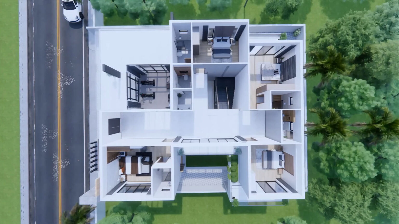 3d Home Plan 49x56 Feet House Design 15x17 M 5 Bed 8 Bath - House Plans 3D