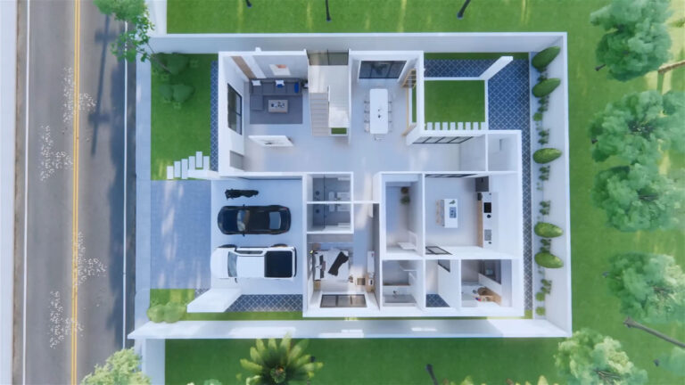 Beautiful House Design 46x53 Feet Home Design 14x16 M 5 Bed 7 Bath ...