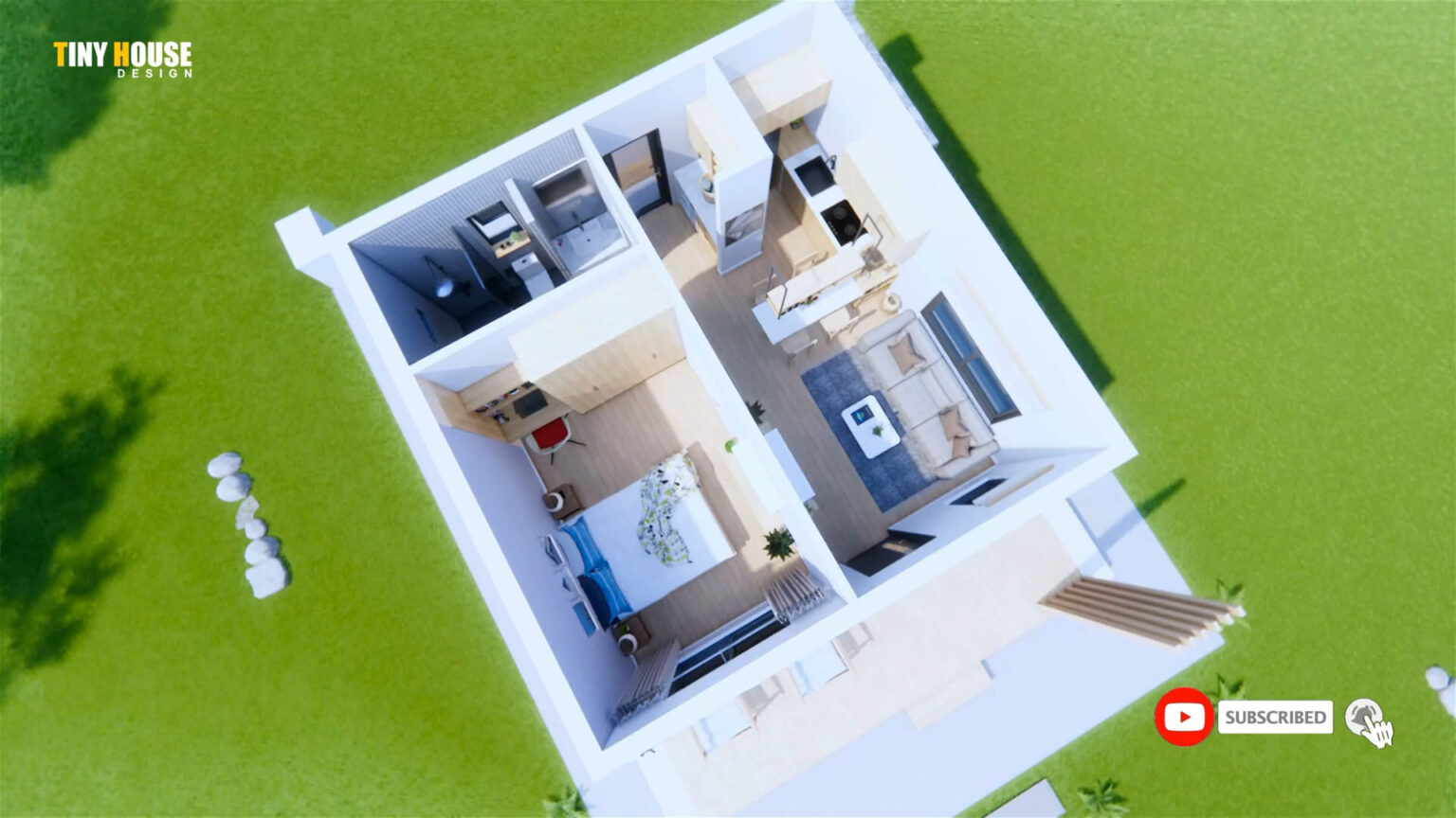 Small House Design 20x20 Feet Home Design Plan 6x6 M 1 Bed 1 Bath ...