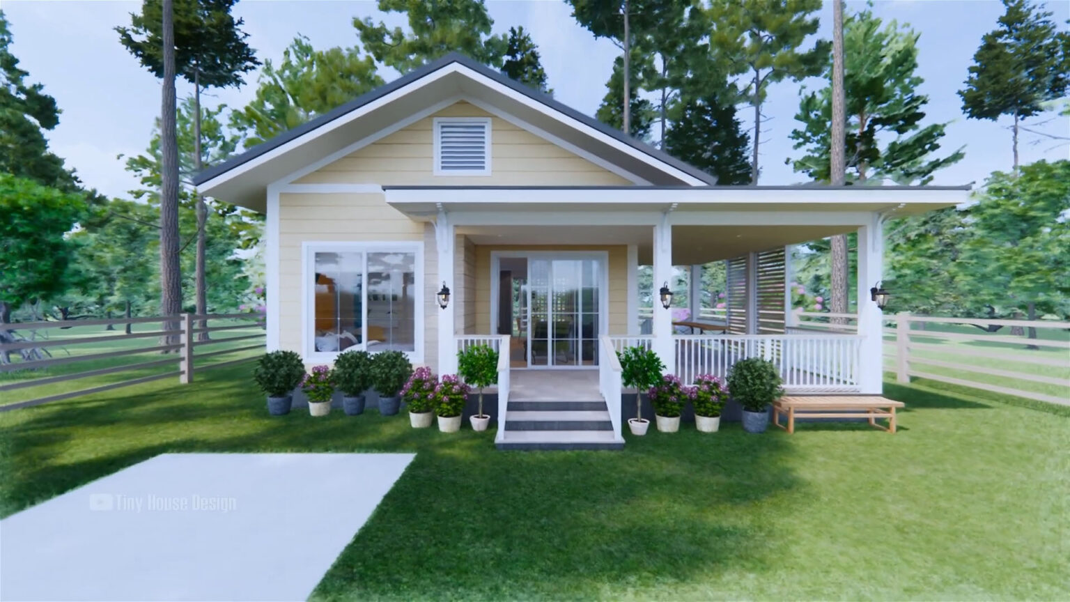Simple House Design 6x9 with 2 Bedroom - House Plans 3D