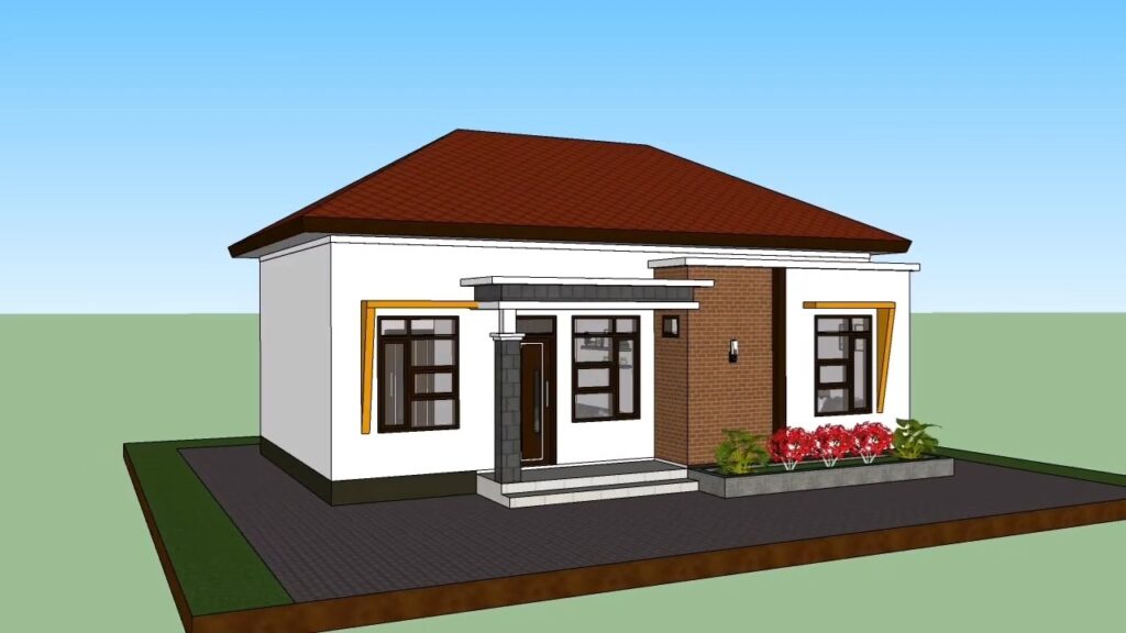 Small House Design 10x7 Meter 33x23 Feet 3 Bed 1 bath - House Plans 3D