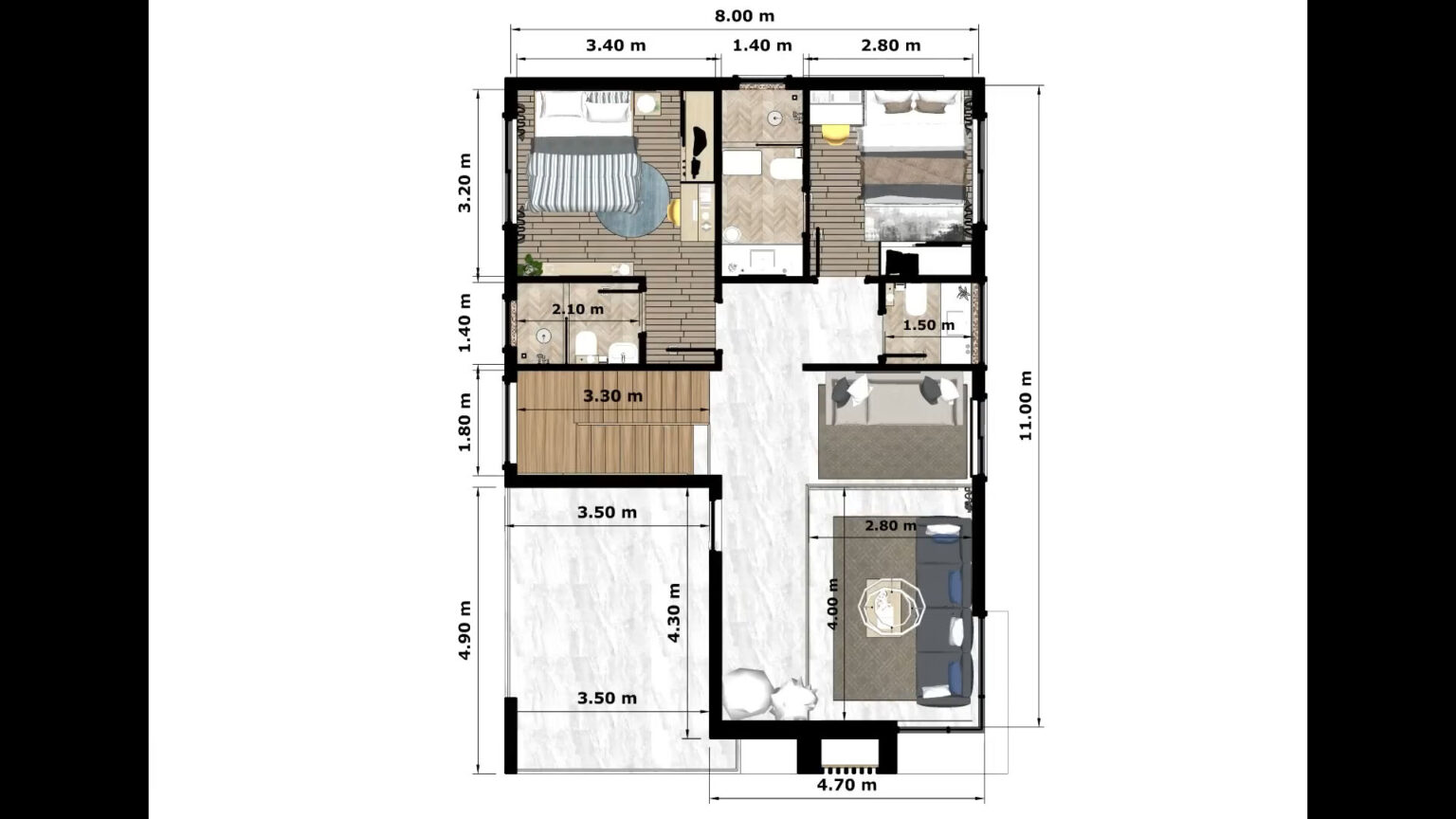 Small House Design 26x36 Feet Home Design 8x11 M 3 Bed 5 Bath - House ...