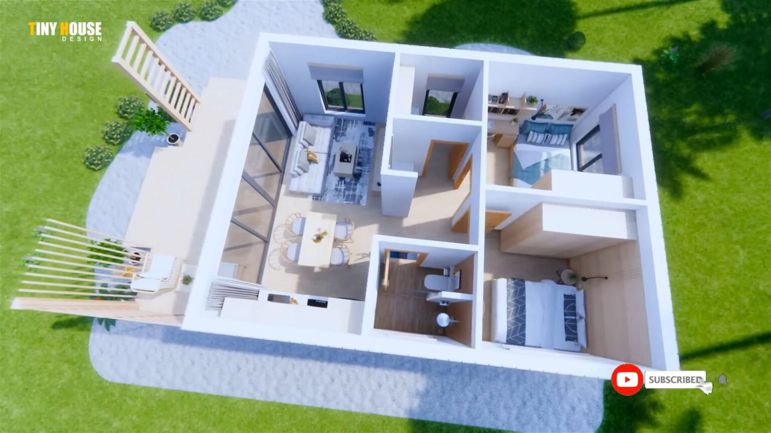 Small House Design 6x11 with 2 Bedrooms - House Plans 3D