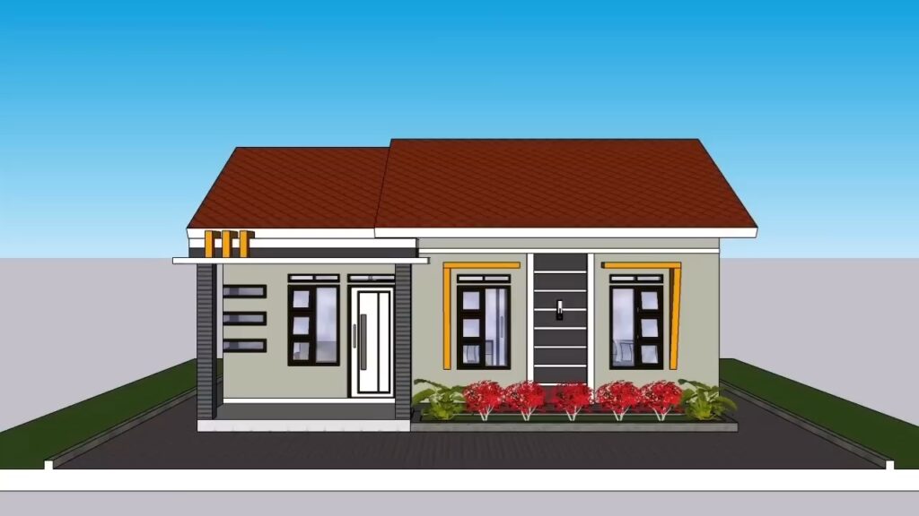 Small House Design 6x9 Meter 20x30 Feet 3 Bed 1 bath - House Plans 3D
