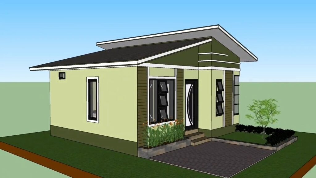 Small Simple House 20x20 Feet Home Design 6x6 Meter 2 Beds - House Plans 3D