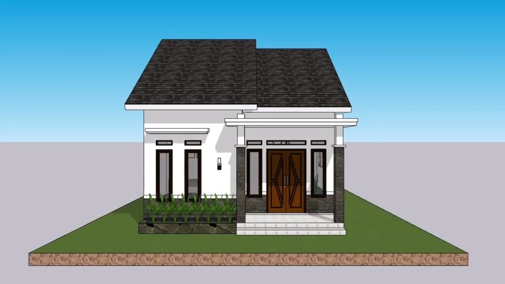 Simple House Design 6x12 Meter Home Plan 20x39 Feet 3 Bed - House Plans 3D