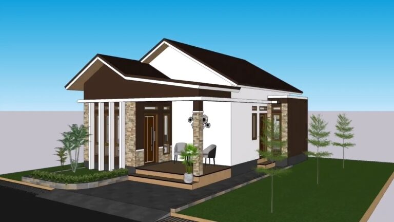 Simple House Design 7x9 Meter Home Plan 23x30 Feet 3 Beds - House Plans 3D