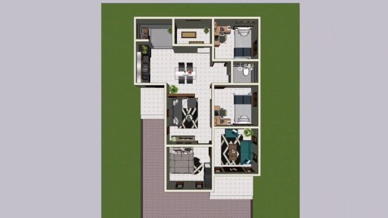 Simple House Design 8x12 Meter Home Plan 26x39 Feet 3 Beds - House Plans 3D