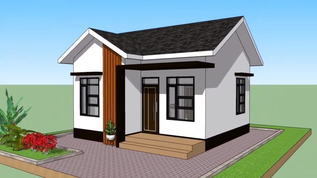 Simple House Plan 6x6 Meter Home Design 20x20 Feet 2 Bed - House Plans 3D