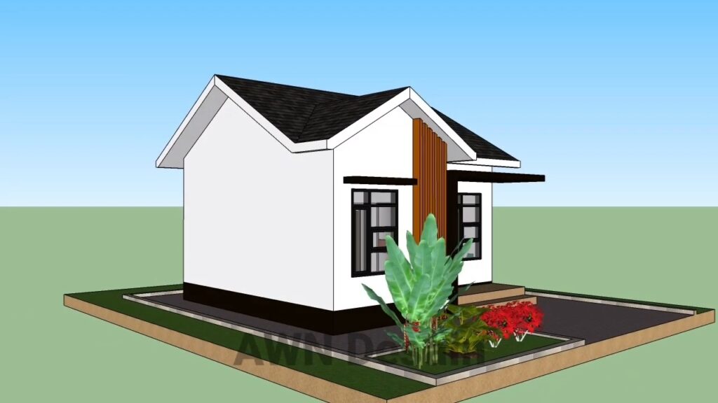 Simple House Plan 6x6 Meter Home Design 20x20 Feet 2 Bed - House Plans 3D