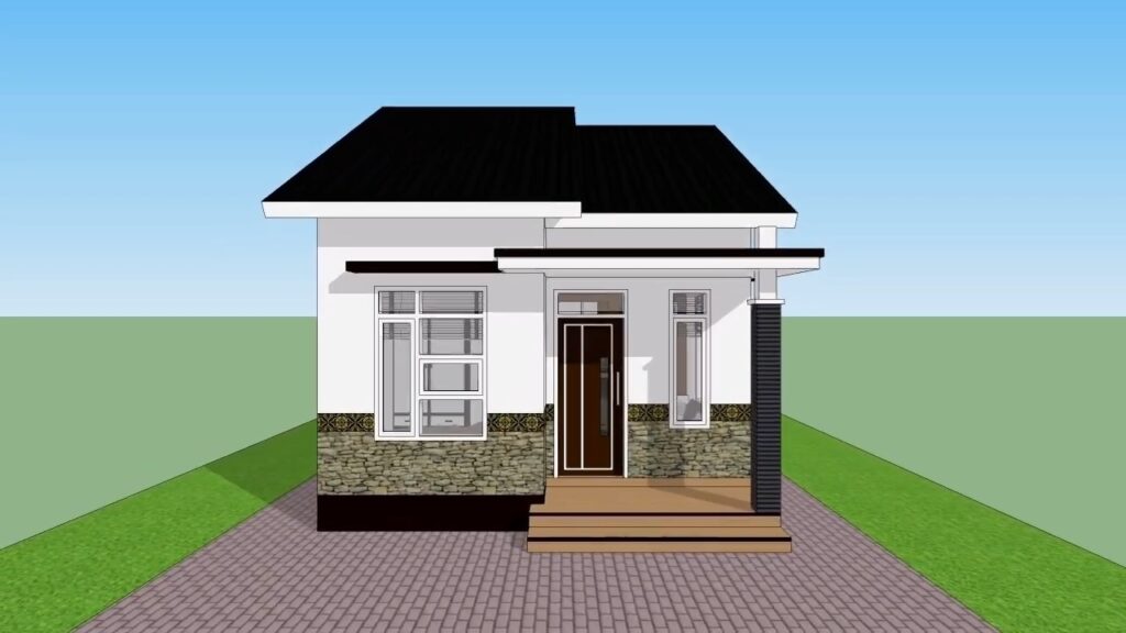 Small House Plan 5x7 Meter Simple Design 17x23 Feet 2 Beds - House Plans 3D