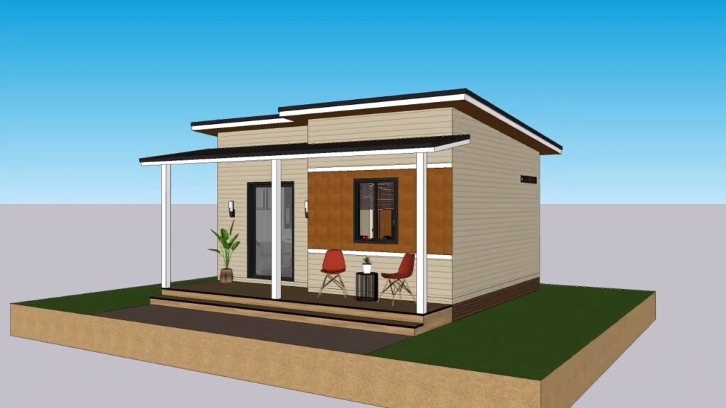 Small House Design 6x6 Meter Home Design 20x20 Feet 1 Bed - House Plans 3D