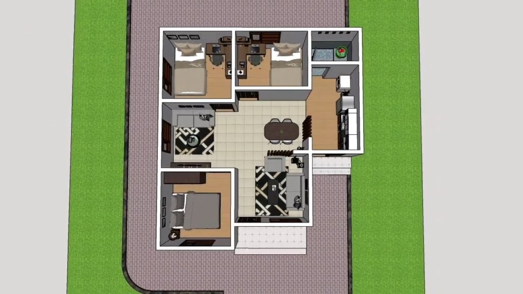 Small House Design 8x9 Meter Home Plan 26x30 Feet 3 Beds - House Plans 3D