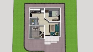 Small House Plan 6x6 Meter Home Design 20x20 Feet 2 Beds - House Plans 3D