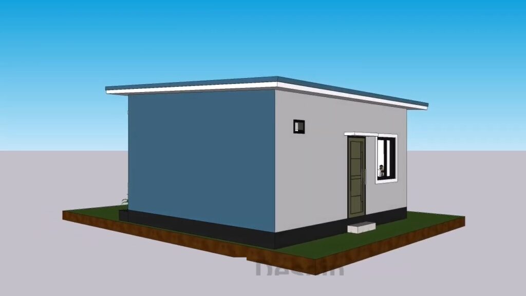 Small Simple House 20x17 Feet Home Design 6x5 Meter 1 Bed - House Plans 3D