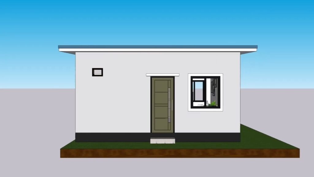 Small Simple House 20x17 Feet Home Design 6x5 Meter 1 Bed - House Plans 3D