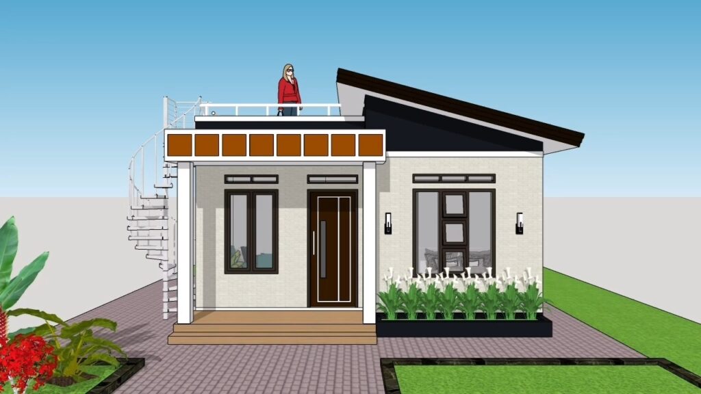 Small Simple House 20x20 Feet Home Design 6x6 Meter 2 Beds - House Plans 3D